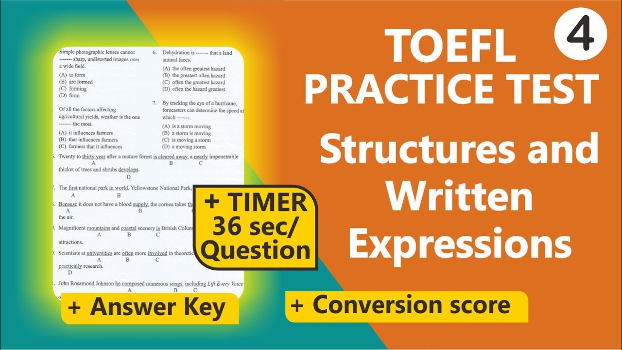 FULL TOEFL STRUCTURE PRACTICE TEST 1 to 40 WITH KEY & SCORE CONVERSION ...