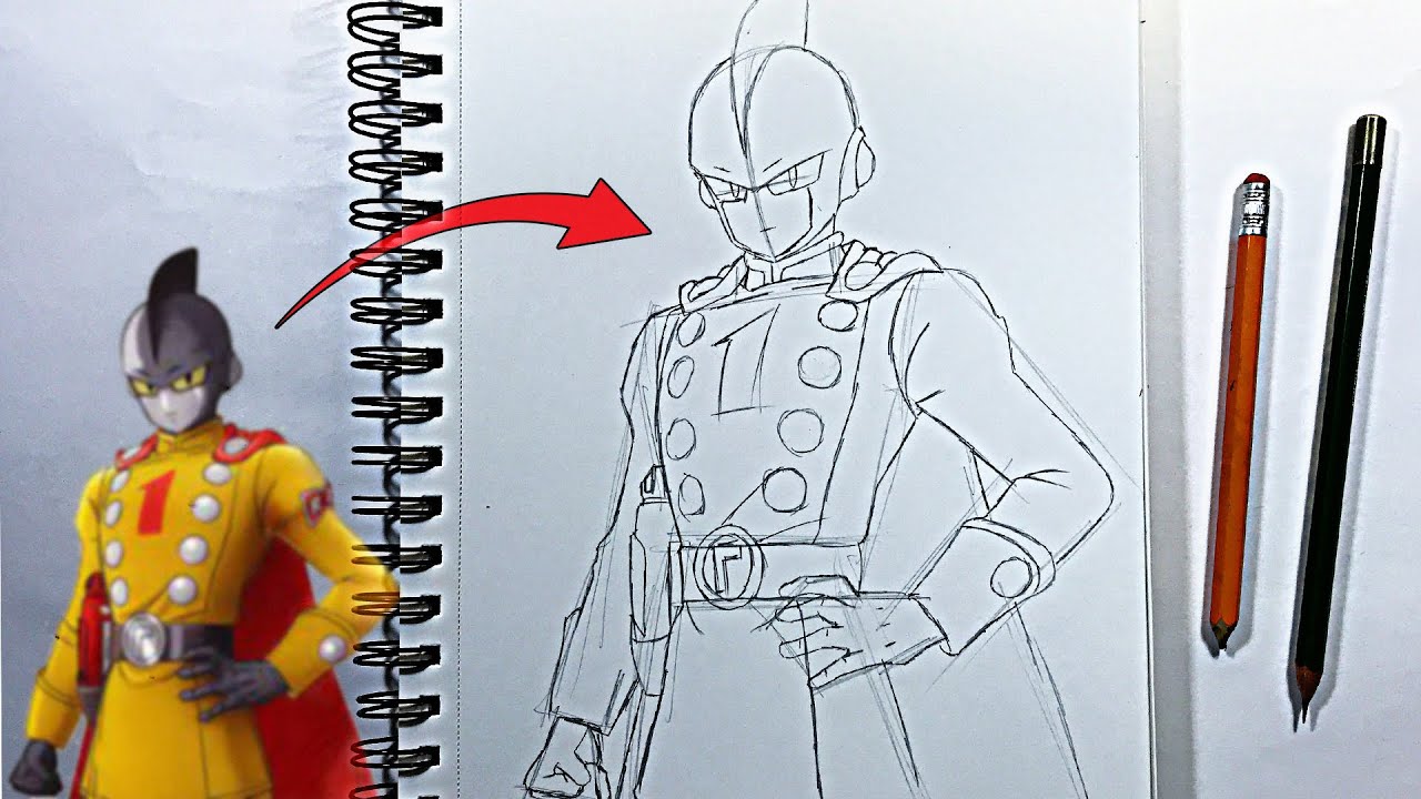 COMO DIBUJAR AL ANDROIDE GAMMA 1 ( DRAGON BALL SUPER HERO ) - YouTube