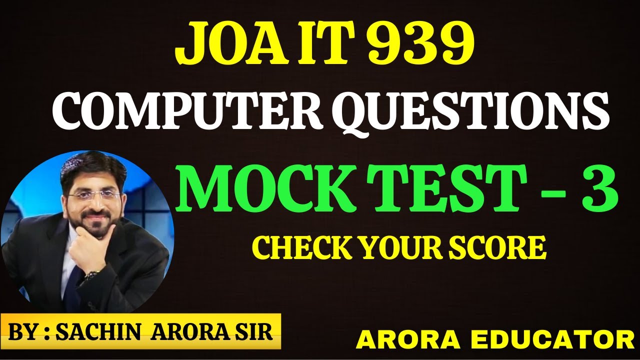 JOA IT 939 Computer Questions | JOA IT 939 Computer Mock Test-3 | JOA ...