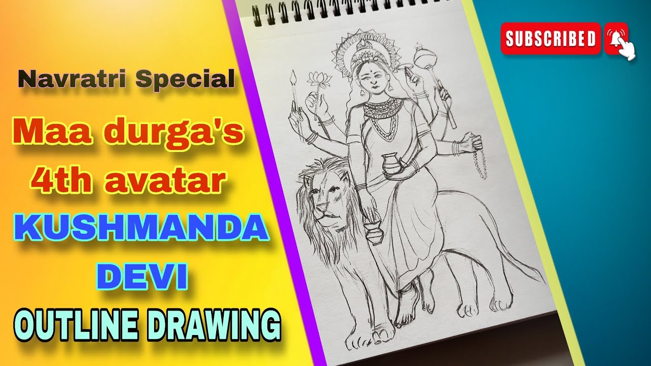 Navratri Special kushmanda devi outline drawing|maa durga's 4th avatar ...