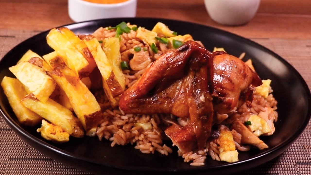 mostrito de chaufa con pollo a la brasa receta fácil| A COCINAR. - YouTube