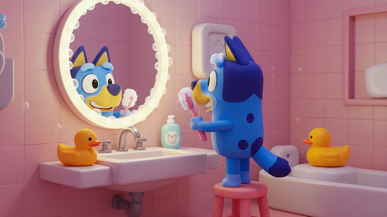 Bluey's Morning Routine 🦷 Relaxing Tooth Brushing with Piano Beats 🎶 ...