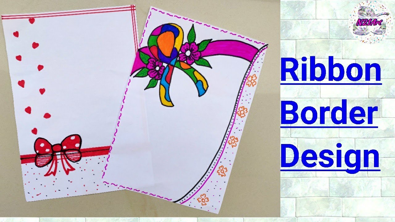 Ribbon draw | Border design for project | Project work design | Borders ...