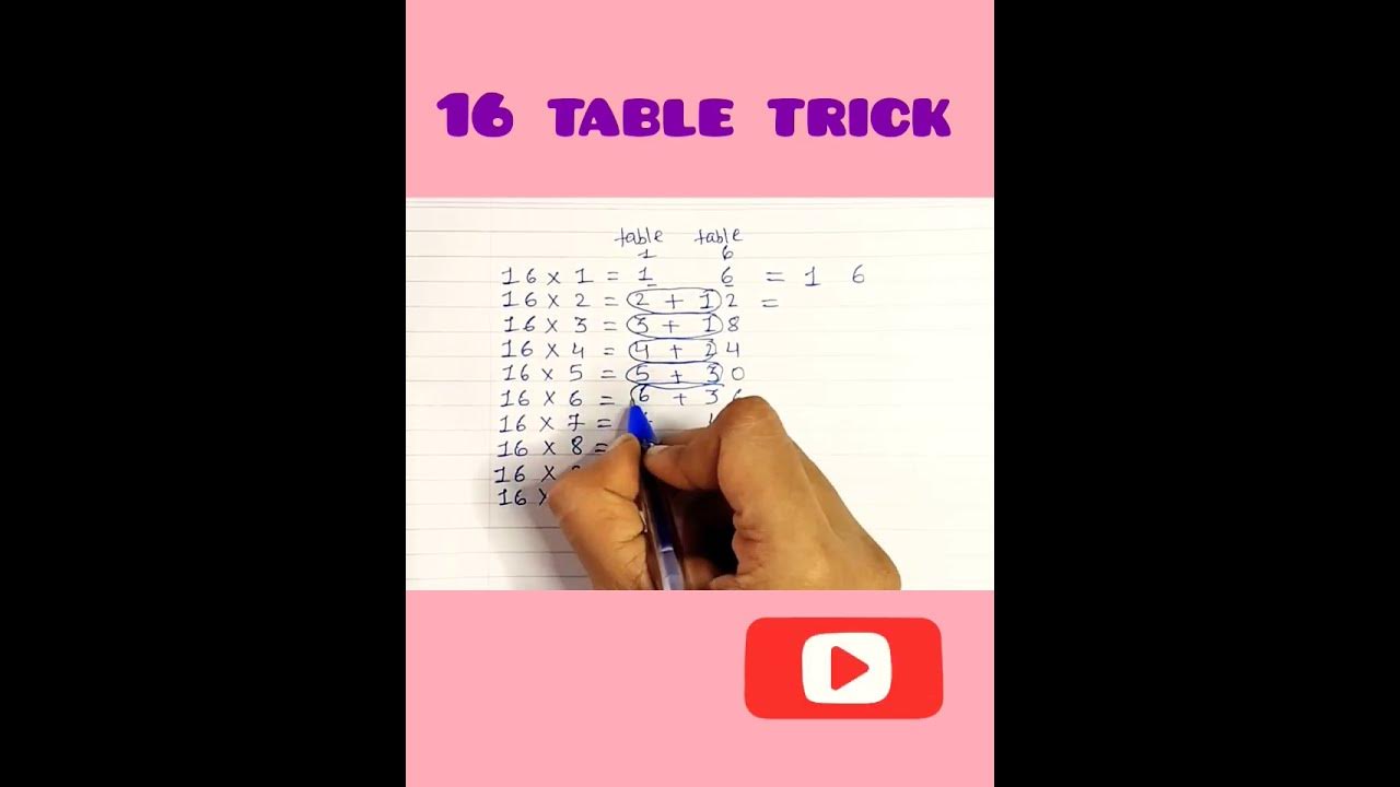 16 table trick #16 table #16 ka table #youtubeshort #shorts - YouTube