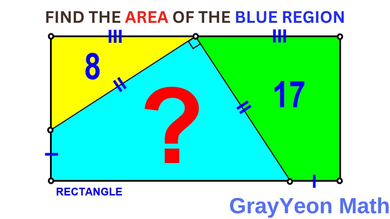Find the area of the blue region #mathpuzzles #geometryskills # ...