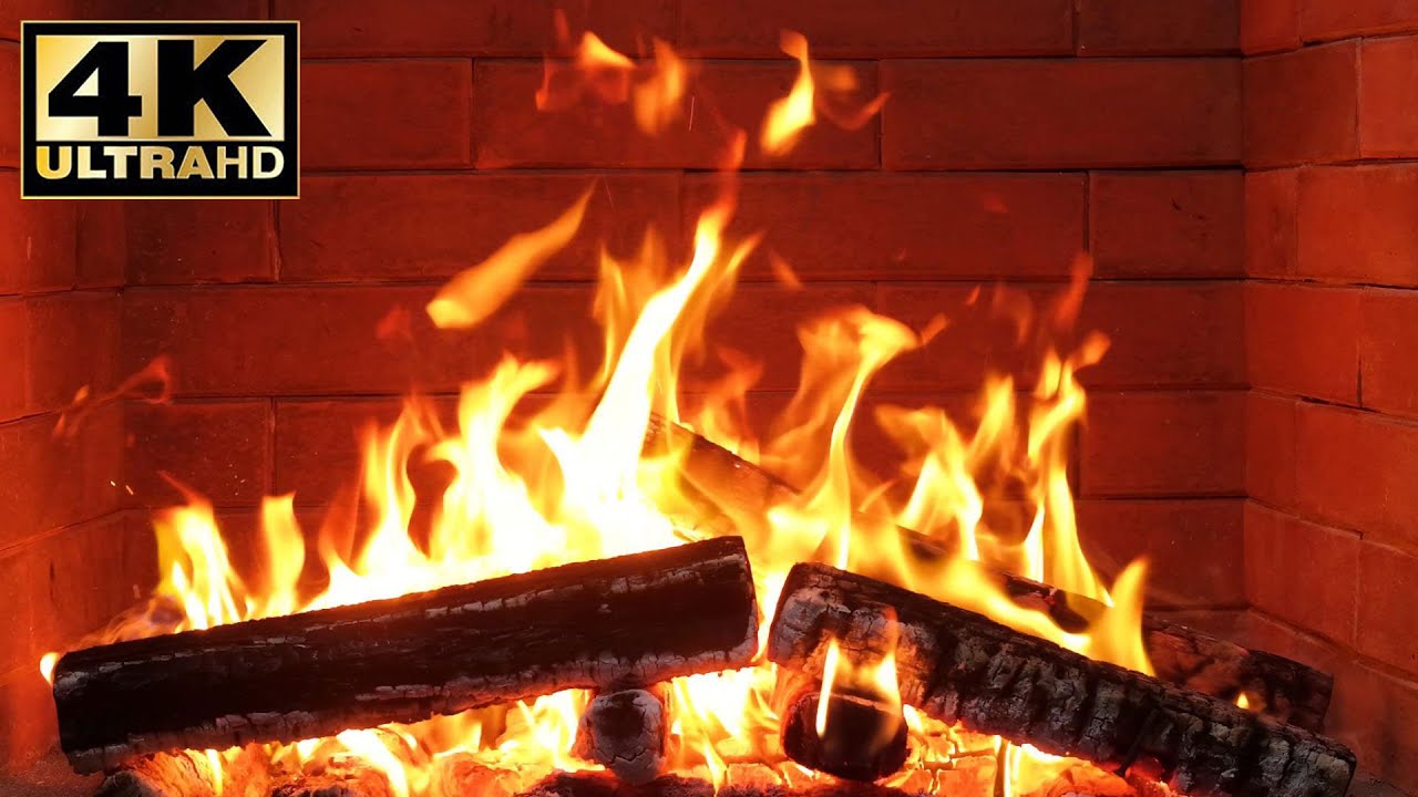 🔥 4K Fireplace Background UHD. Cozy Cabin Fireplace The Woods. High ...