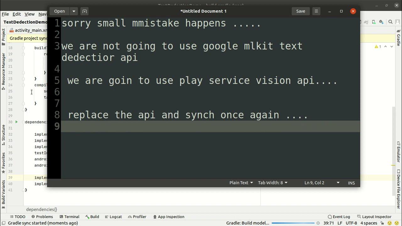 Text Recognition from Camera Android Studio | play service vision ...