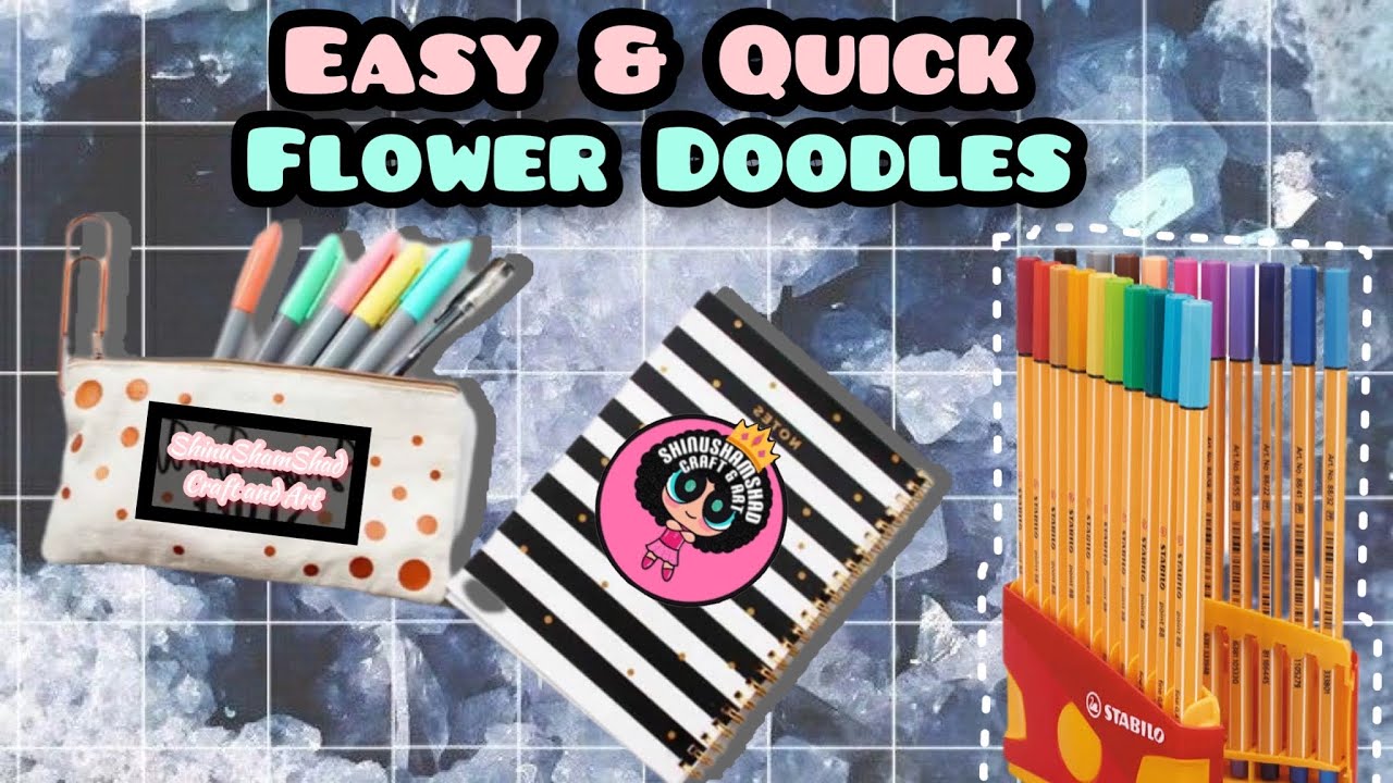 Easy & Quick Flower Doodles || How to draw flowers using fineliner ...