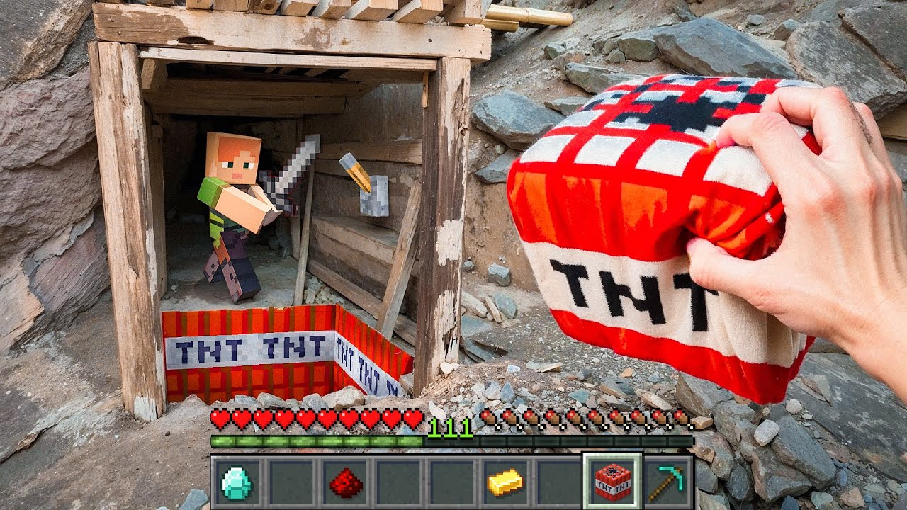 Minecraft in Real Life POV - TNT TRAP in Realistic Minecraft RTX ...