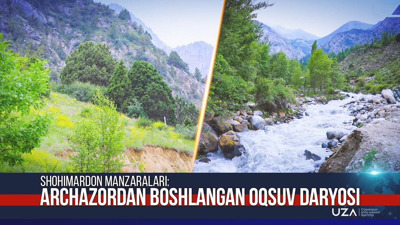 Shohimardon manzaralari: Archazordan boshlangan Oqsuv daryosi - YouTube
