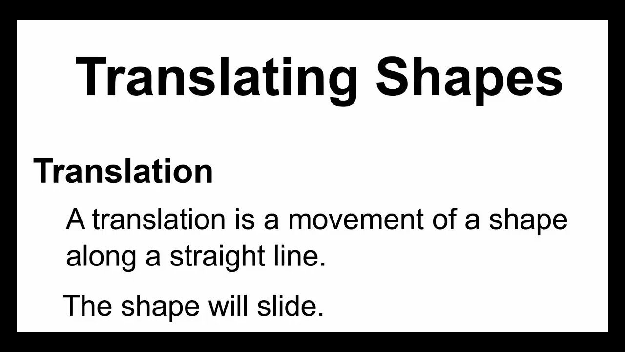 Symmetry & Transformations 14 - Translating Shapes - YouTube