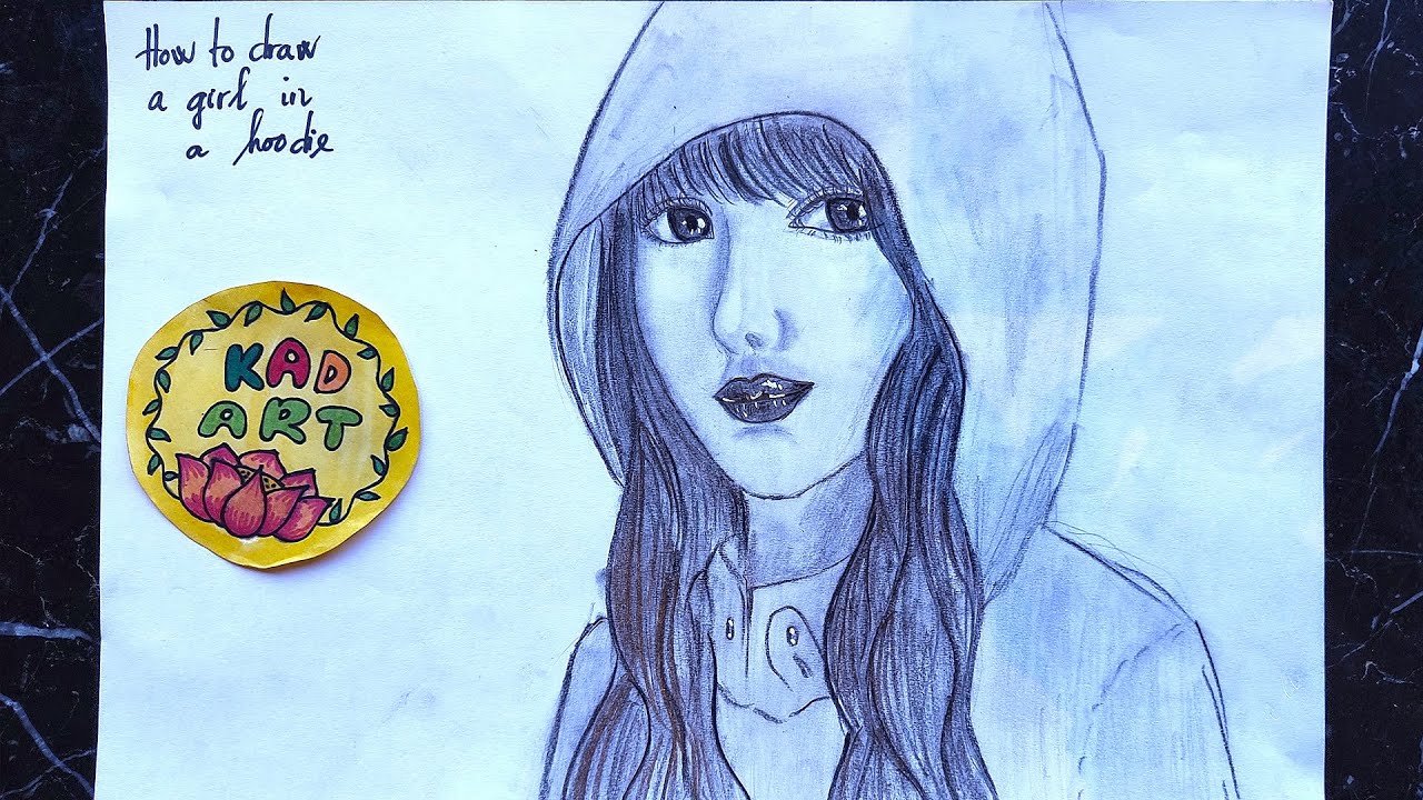 HOW TO DRAW A GIRL IN A HOODIE - DRAWING WOMAN WITH KAD ART - YouTube