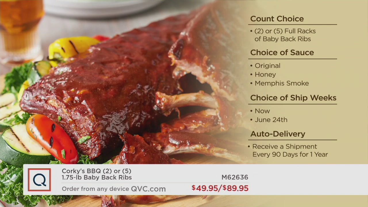 Corky's BBQ (2) or (5) 1.75-lb Baby Back Ribs on QVC - YouTube