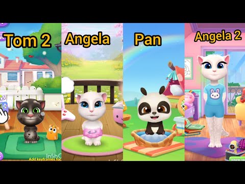 My talking tom 2 vs Angela 2 vs Angela vs pan Panda 🐼🐼🐼🐼