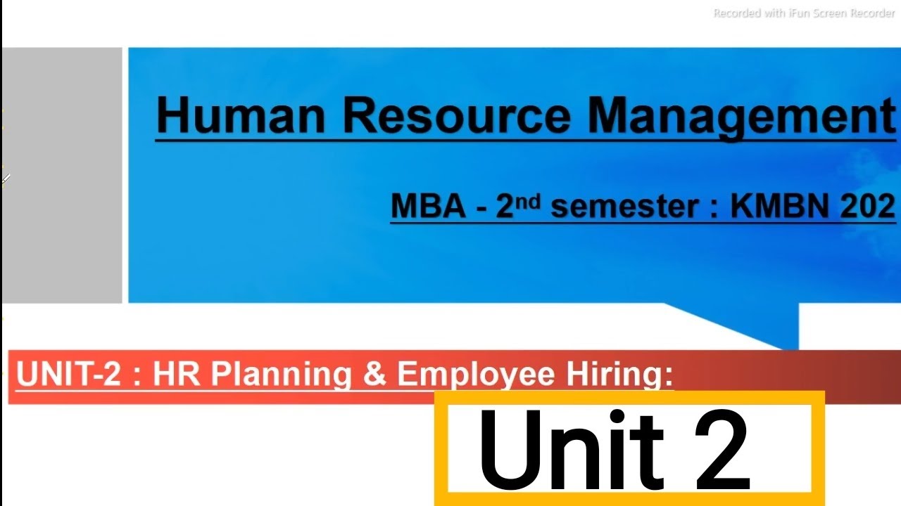 Human Resource Management Unit 2 MBA 2nd semester || HRM Human Resource ...
