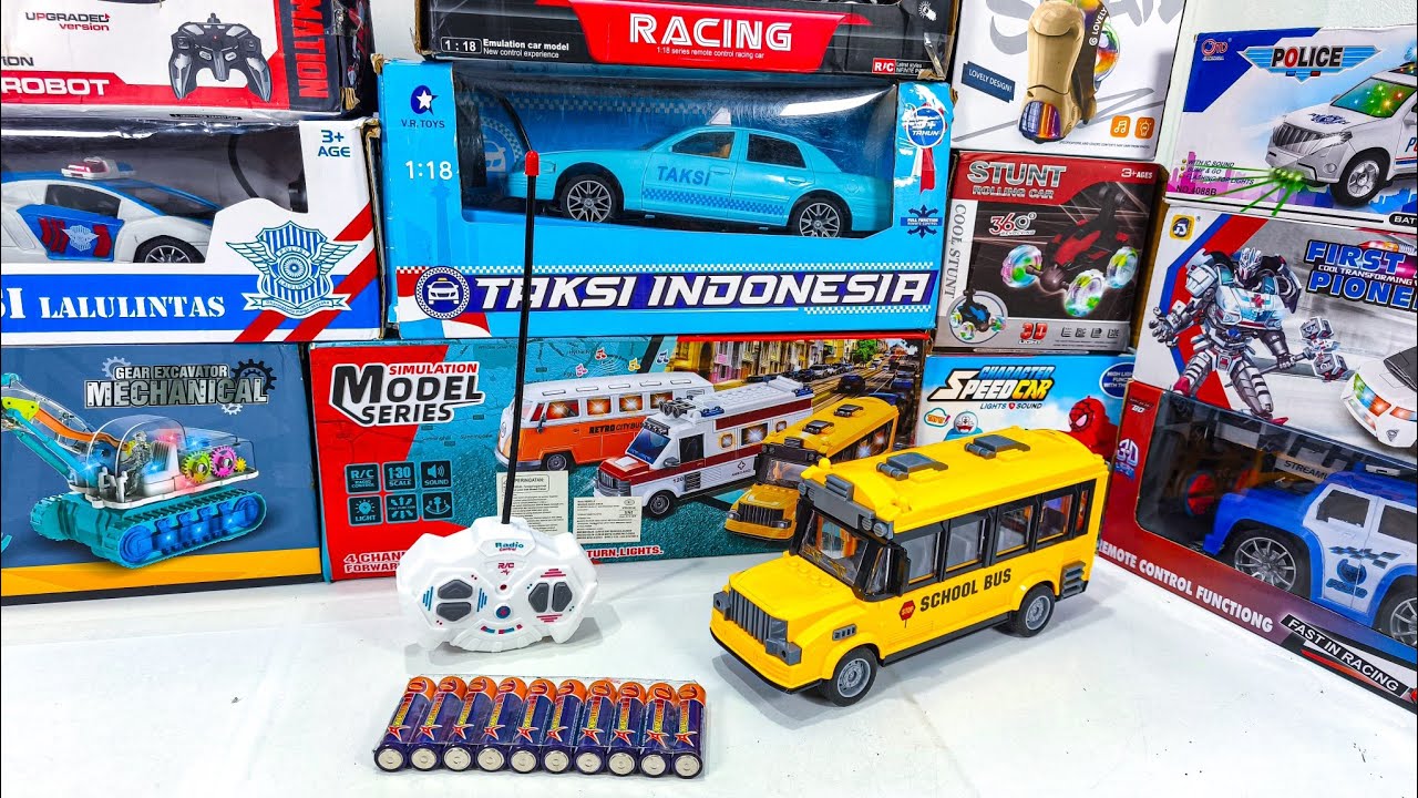 Unboxing City Rc School Bus, Rc Glorious Poloce Car, Rc Taksi Indonesia ...