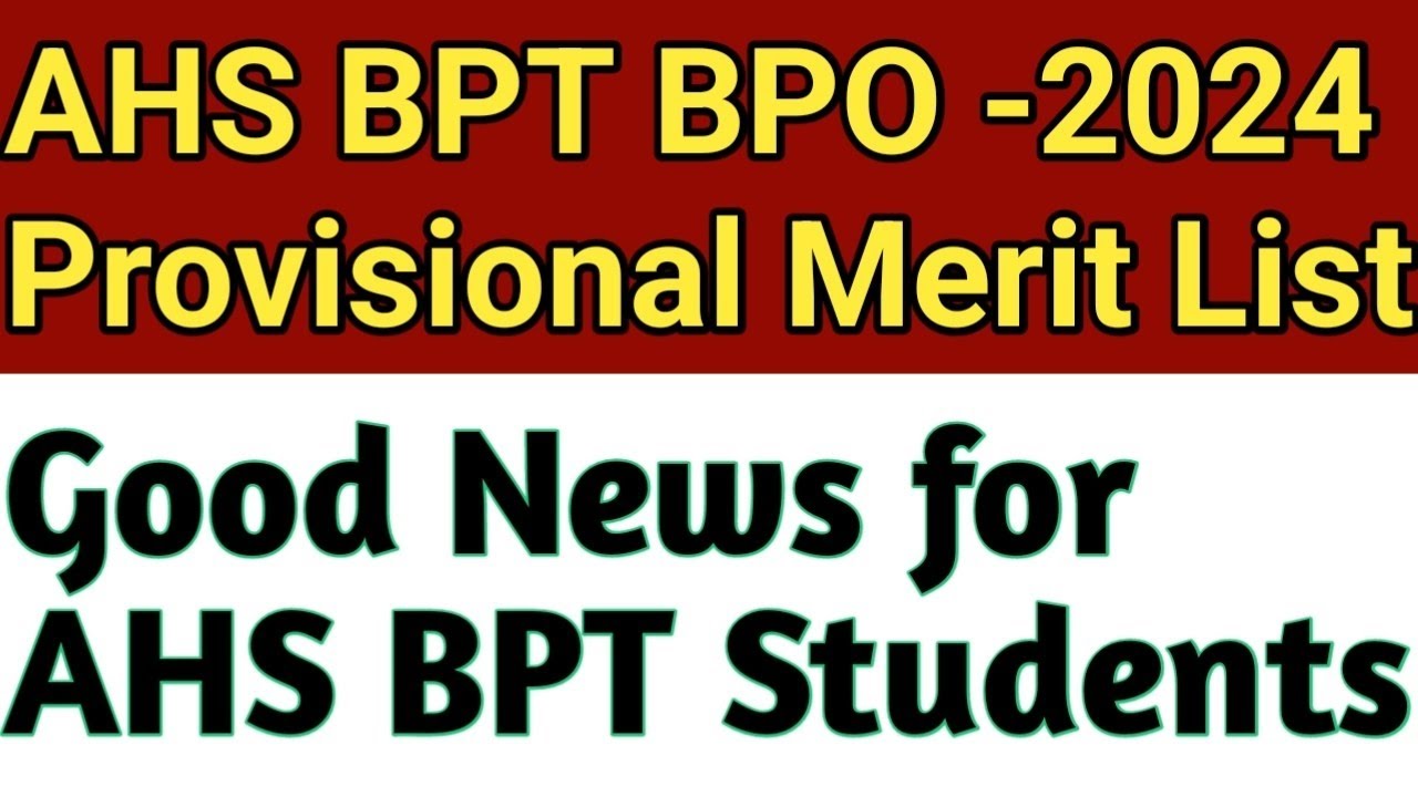 AHS BPT Rank List Updated 2024 l KCET BSc MLT OT CCT BPT Admission 2024 ...