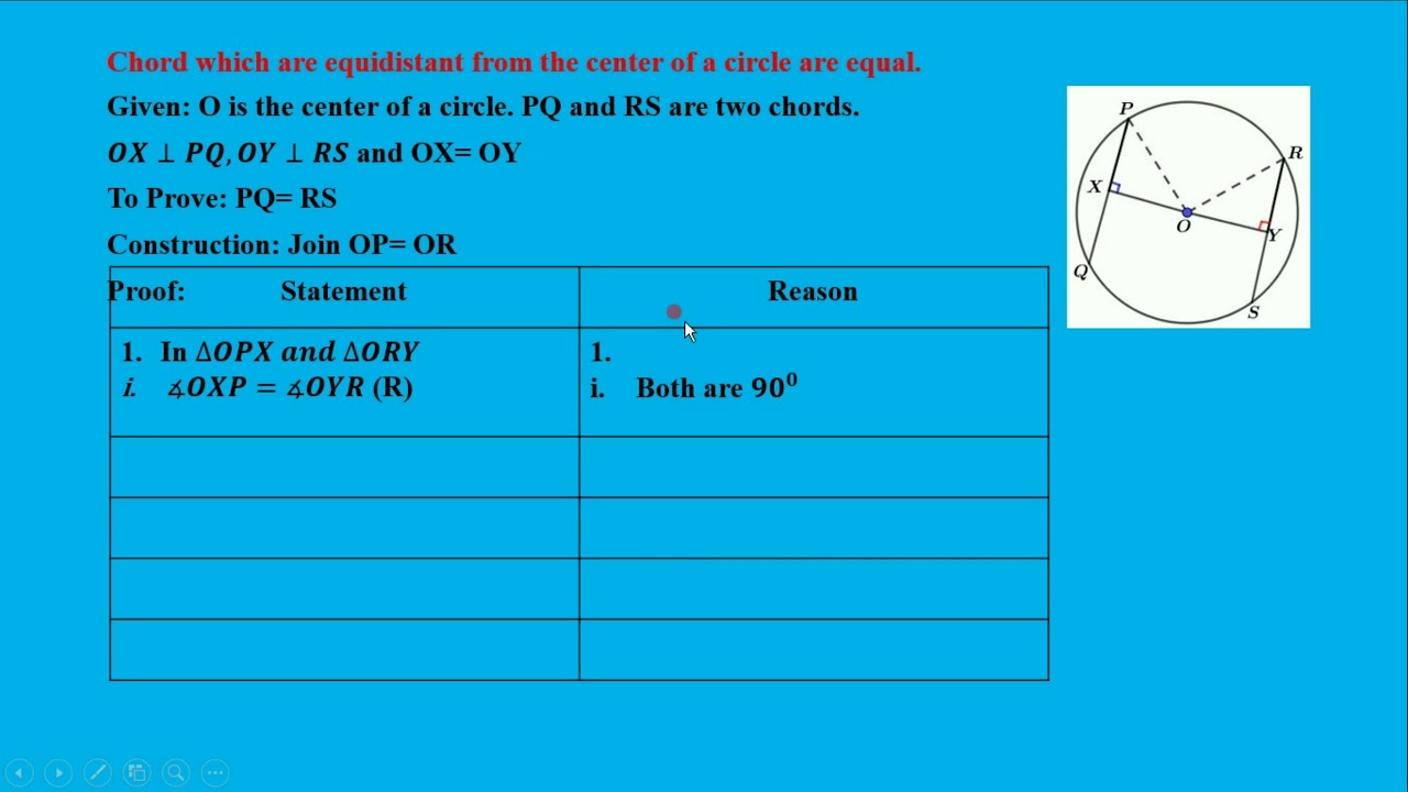 Chord which are equidistant from the center of circle are equal. - YouTube