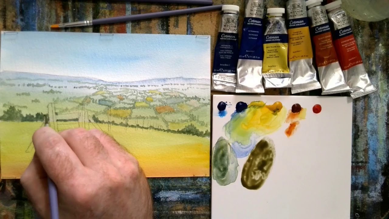Mind Over Splatter Week Two: Rural Landscape wit Fields in Watercolour ...