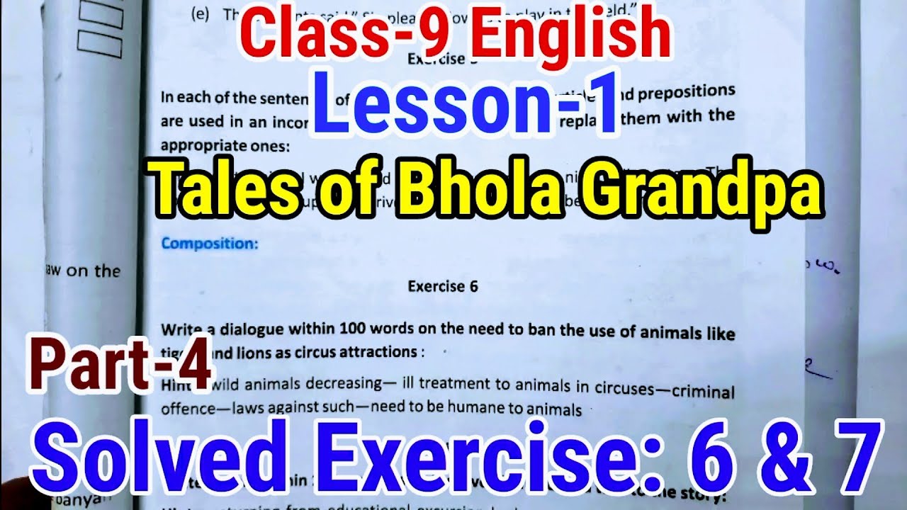 Class-9 English lesson-1 Tales of Bhola Grandpa Solved Exercise || - YouTube