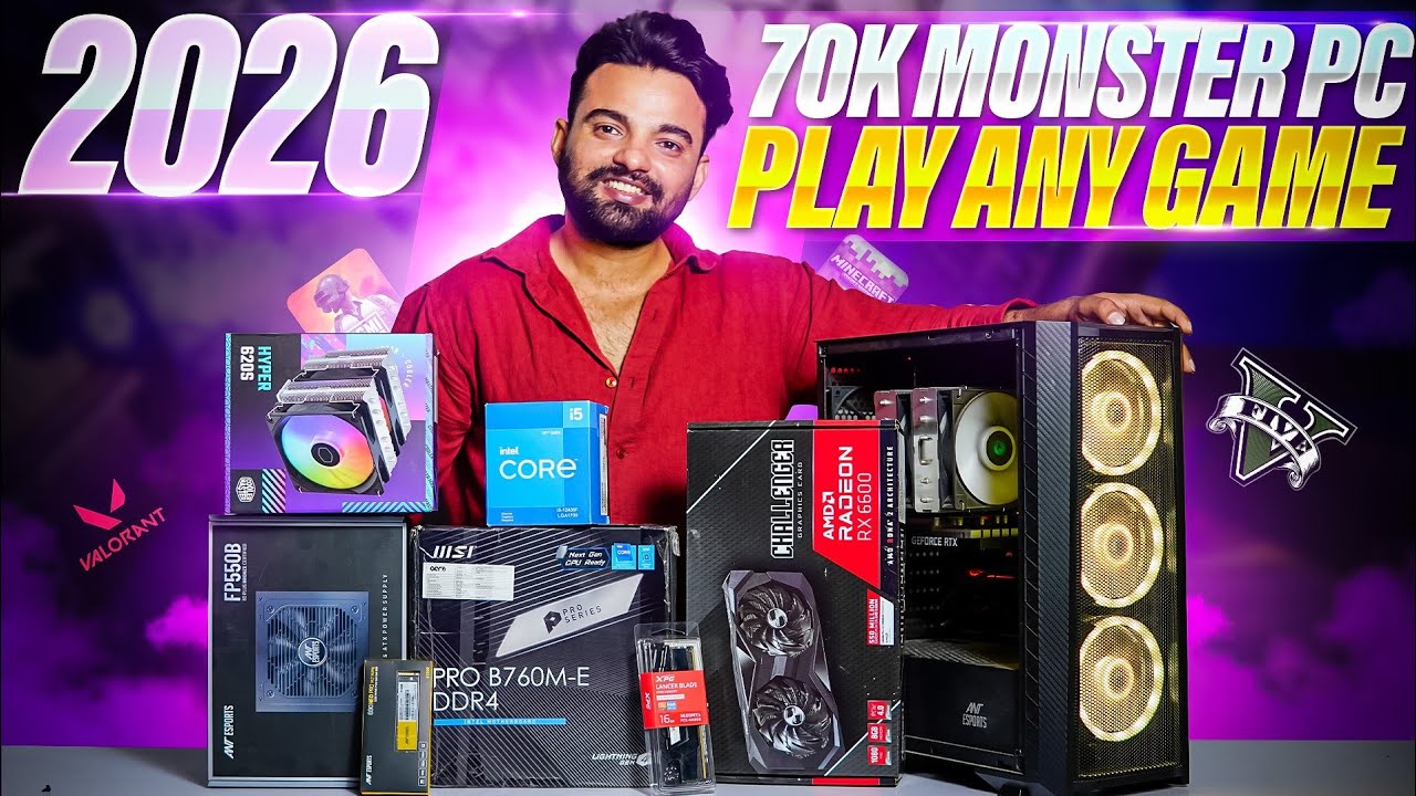 70,000 Gaming PC Build India 🇮🇳 2026 🔥 1080p Ultra Gaming 💻🎮 - YouTube