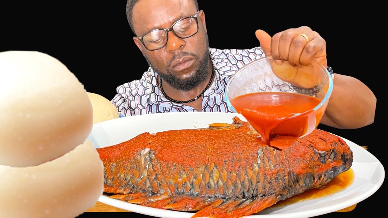ASMR TILAPIA FISH WITH FUFU AND PEPPER SOUP | AFRICAN FOOD - YouTube