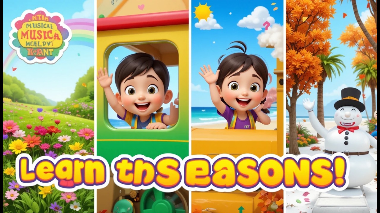 3-Minute Fun Train Adventure | Learn Seasons with 3D Cartoon for Kids ...