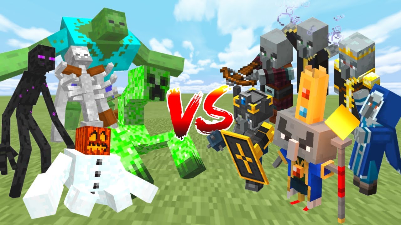 MUTANT CREATURES vs ILLAGER ARMY in Minecraft Mob Battle - YouTube