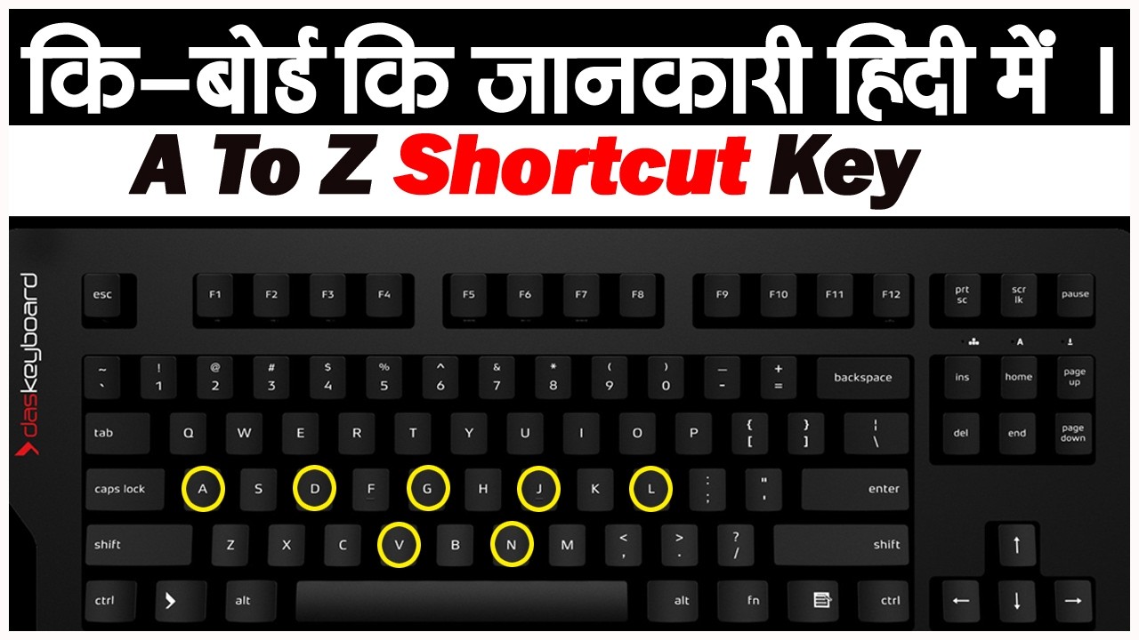 Keyboard Ki Puri Jankari Hindi Me | A to Z Shortcut Keys | Computer ...