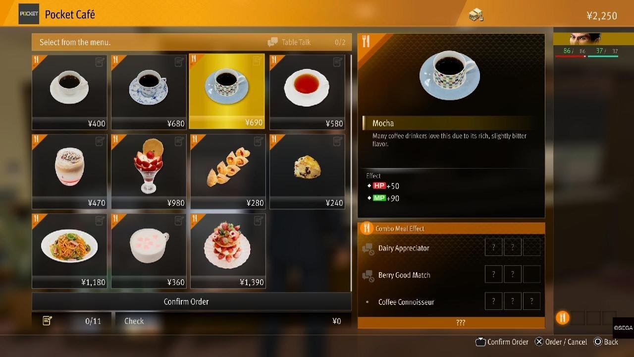 Like a Dragon: Infinite Wealth pocket cafe menu - YouTube