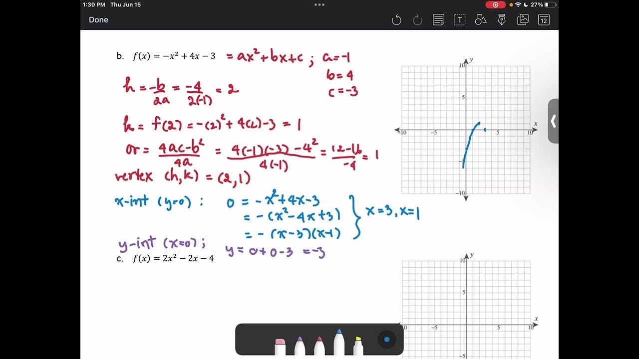 M101 Sec4_3 Graph Quadratic Function from Nonvertex Form - YouTube