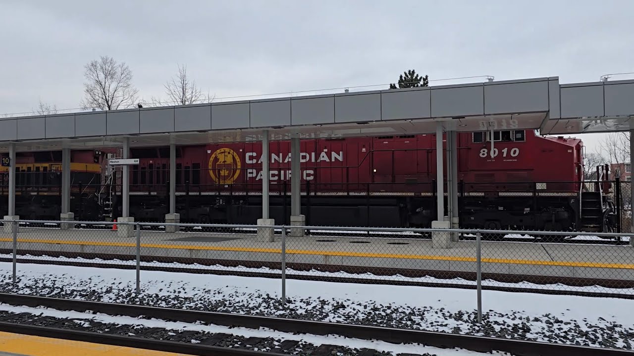 Canadian pacific freight train passing thru weston go station canada ...