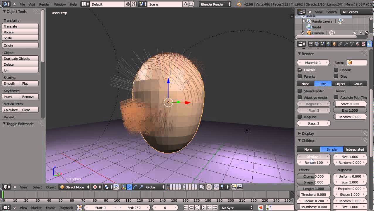 Beginning Blender Tutorial - Multiple Hair Particle Systems and Vertex Groups - YouTube