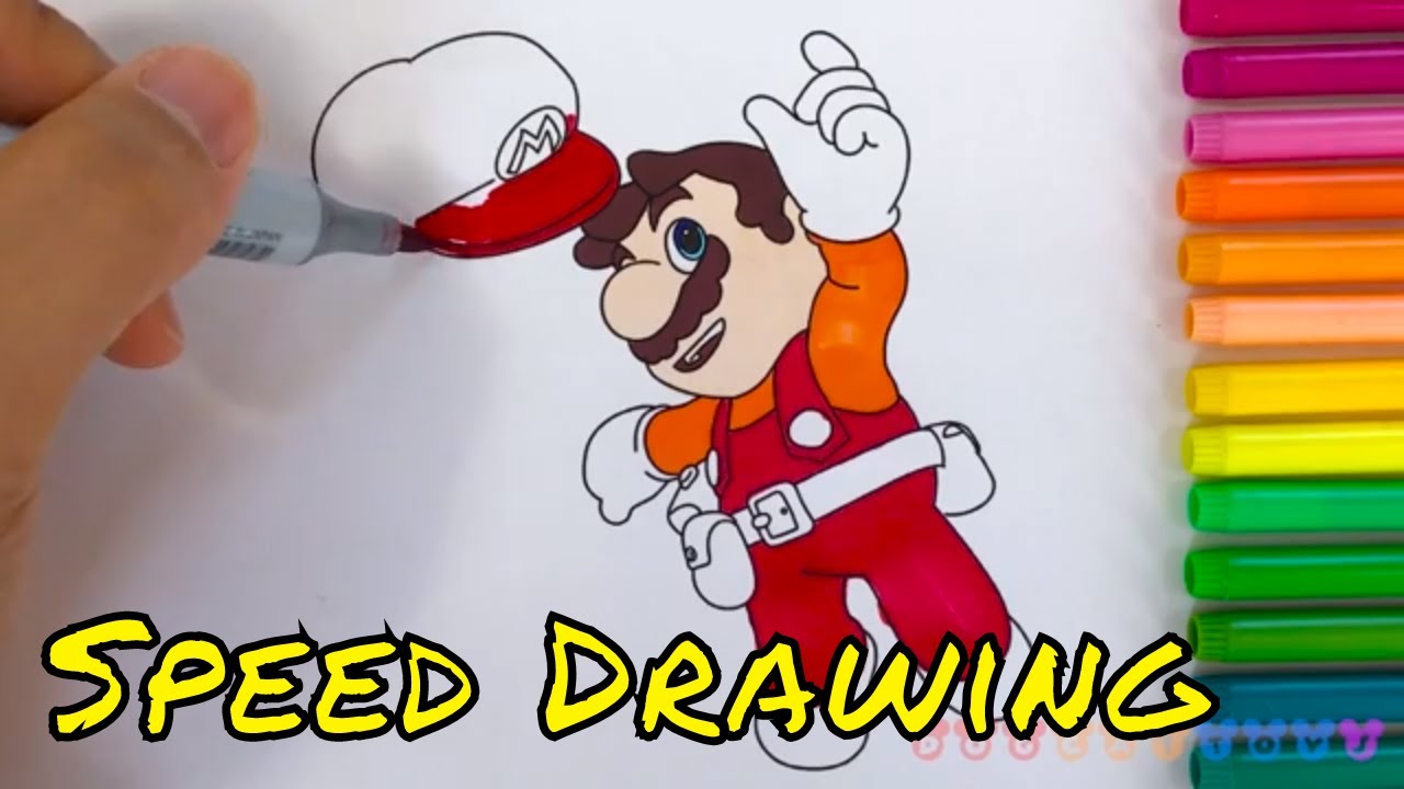 Speeding Drawing Super Mario Odyssey | Drawing Coloring Pages Videos ...