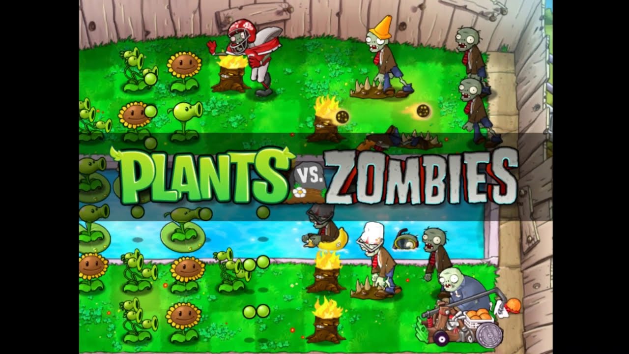 Plants vs Zombies: First level, Zombies are coming. - YouTube