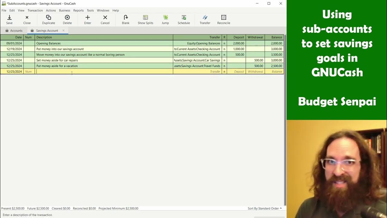 Setting Goals with Sub-Accounts in GnuCash - YouTube