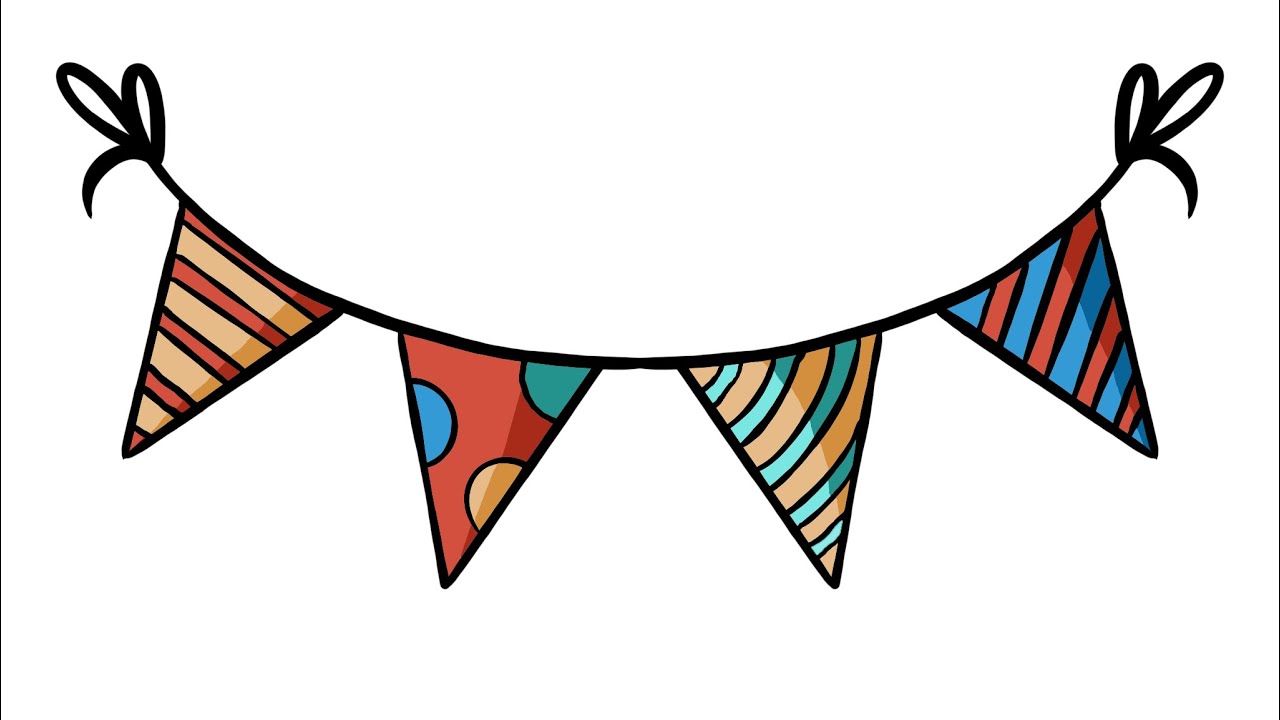 How to Draw A PARTY FLAG DECORATION - YouTube