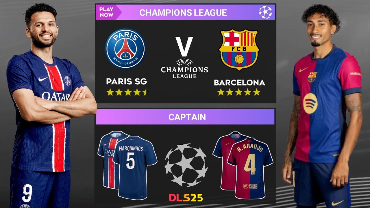 DLS 25 | PSG Vs Barcelona | UCL | Dream League Soccer 2025 Gameplay ...