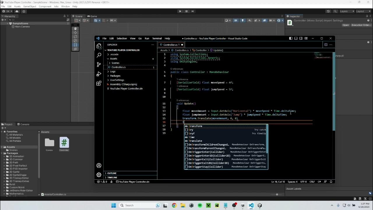 How To Make A Player Controller Script in C# - Unity 2D - YouTube