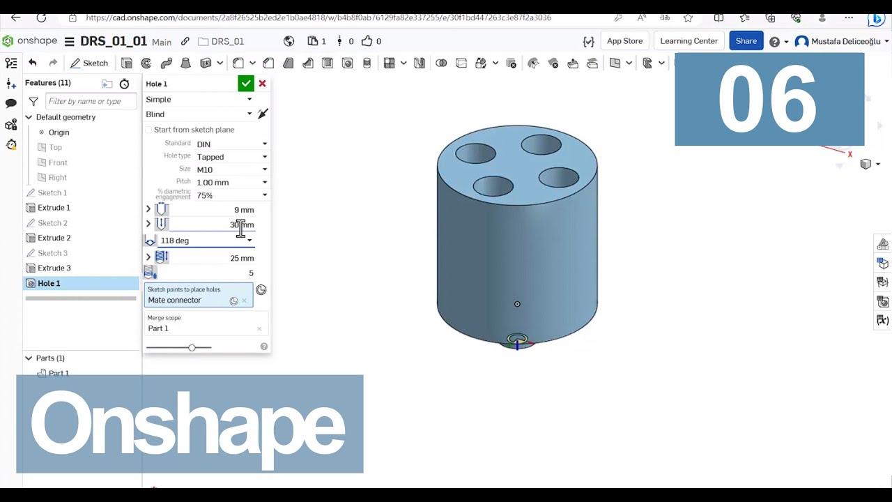 Onshape Eğitimi #6 | Hızlandırılmış Onshape Eğitimi (1_2) - YouTube