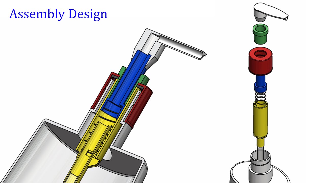 ⚡SOLIDWORKS TUTORIAL #54 || Design and assembly of Hand-wash Dispenser ...