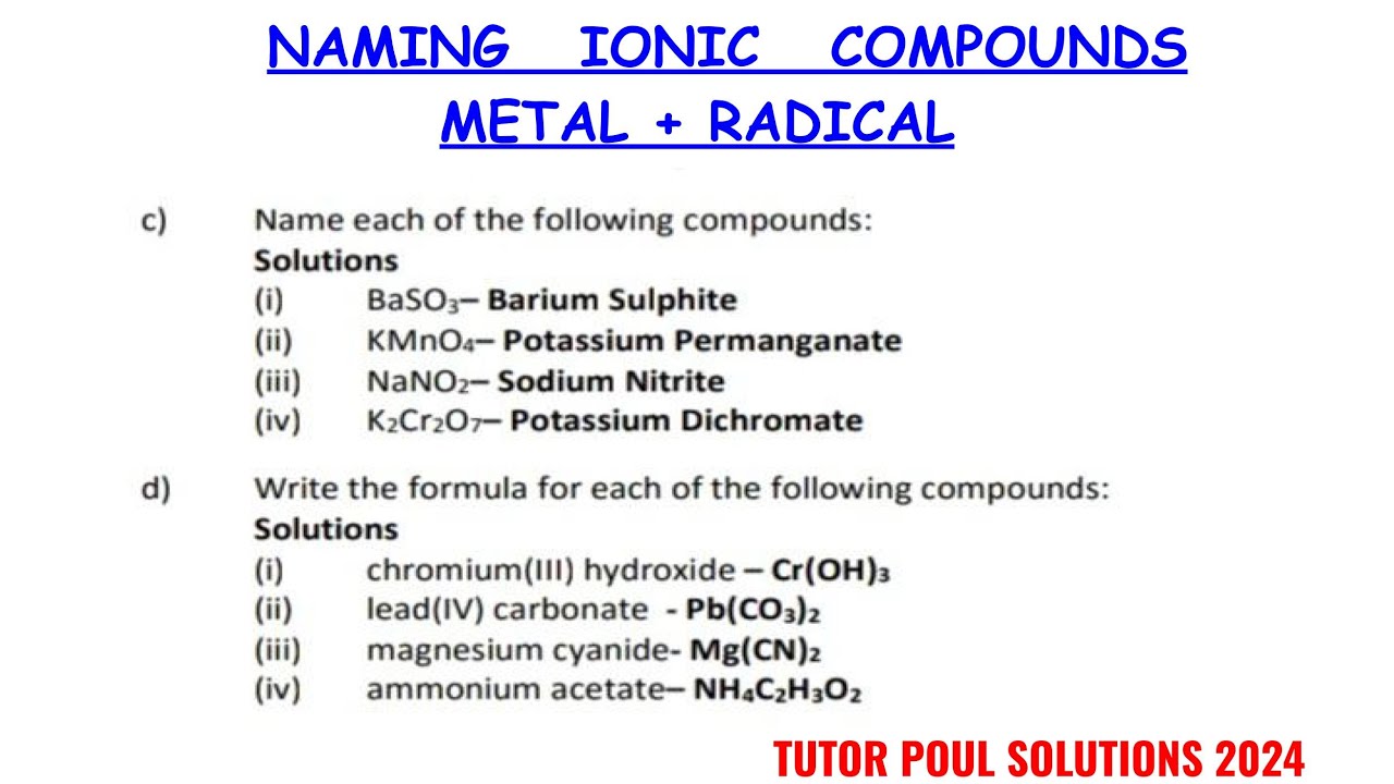 NAMING SIMPLE COMPOUNDS - METAL & RADICAL - YouTube