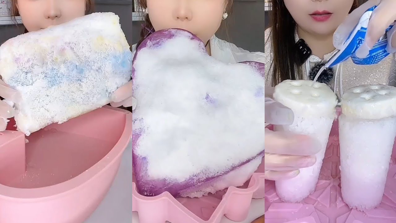 SOFT ICE SHAVEDICE WHITE ICE 💠ASMR ICE SQUEAKY RELAXING 🍚FLUFFY ICE ...