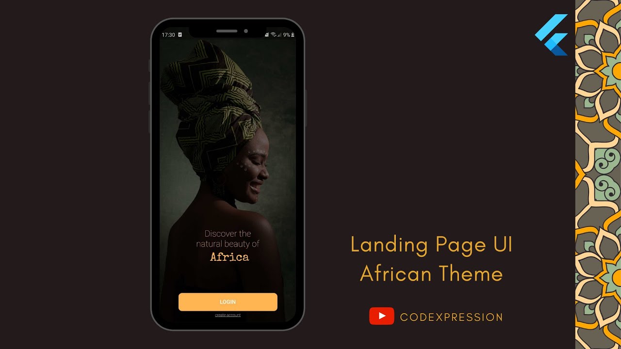 Brown African Print Login Screen UI Design With Flutter - Speedcode - YouTube