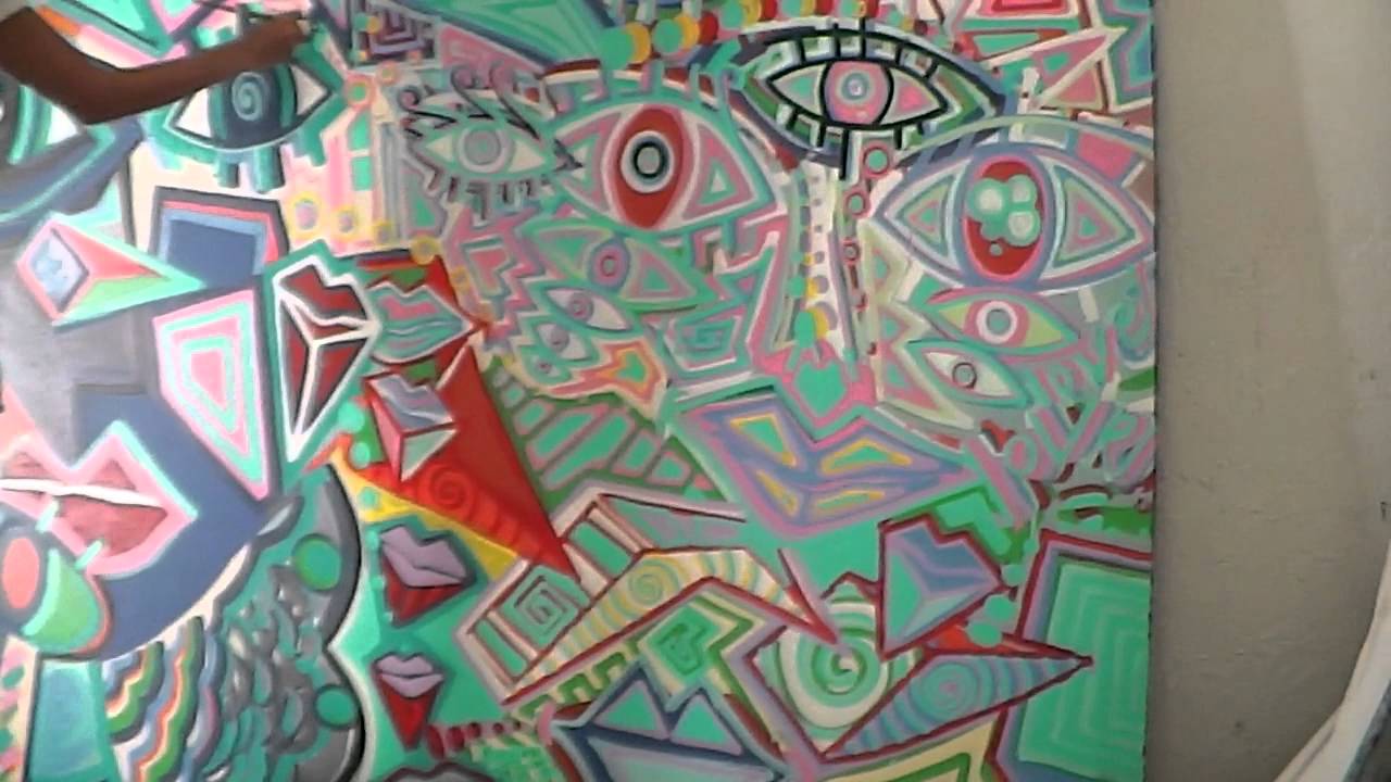 RACHEL PIERING CHRIS RIGGS PAINTING A MURAL SIZE CANVAS - YouTube
