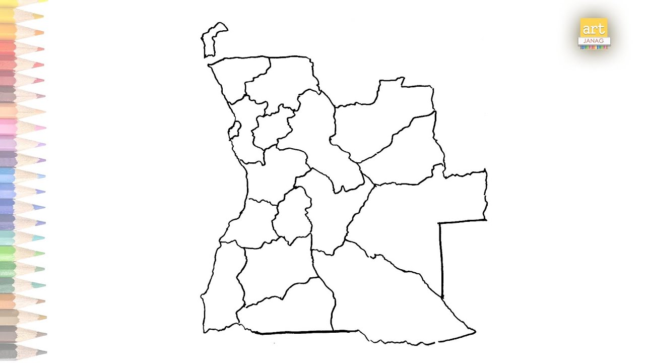 Angola map outline drawing | How to draw Angola map outline step by ...