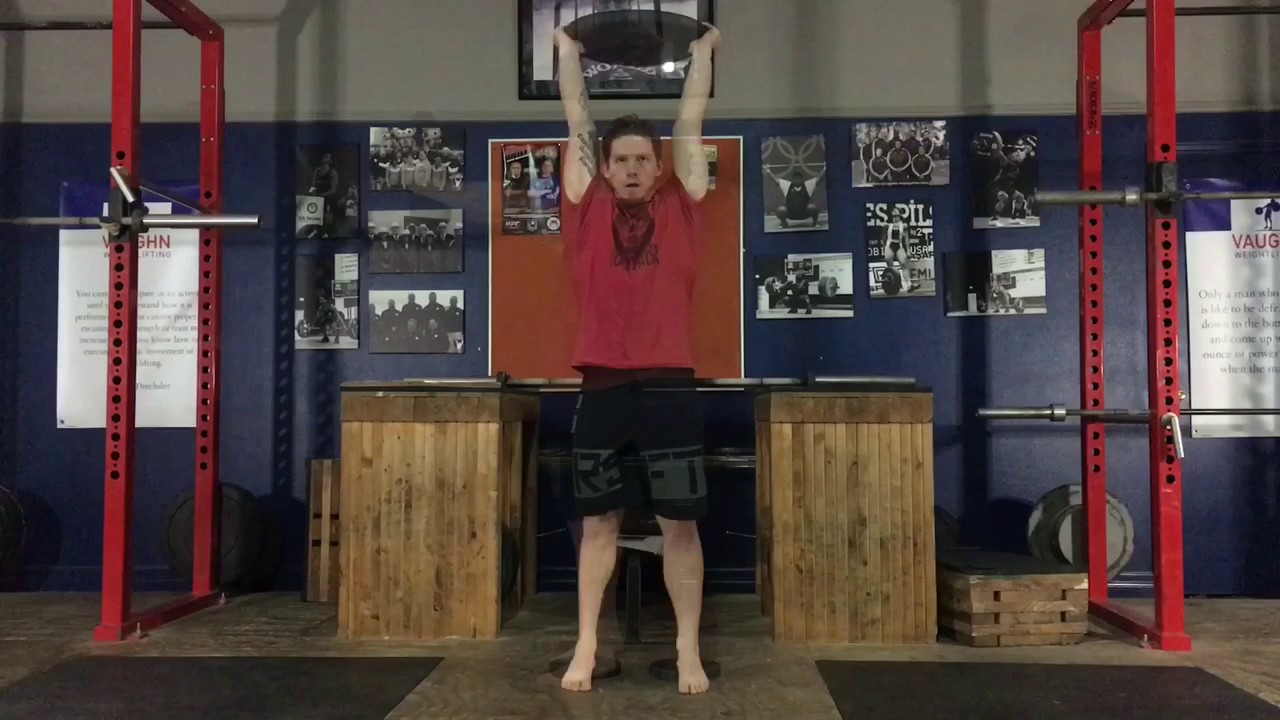 Extended Arm Plate Squat w/elevation into Overhead Stretch - YouTube