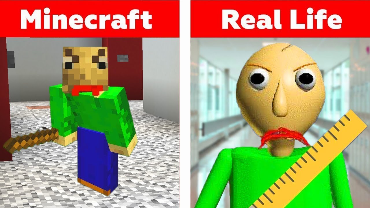 MINECRAFT BALDI'S BASICS IN REAL LIFE! Minecraft vs Real Life - YouTube