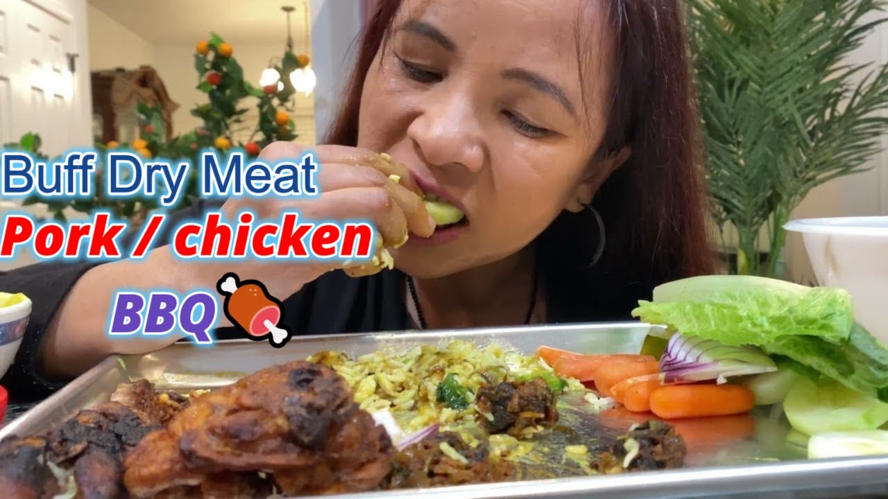 Buff Dry Meat/Pork and chicken 🍖 BBQ ||Muna Tamang Mukbang - YouTube