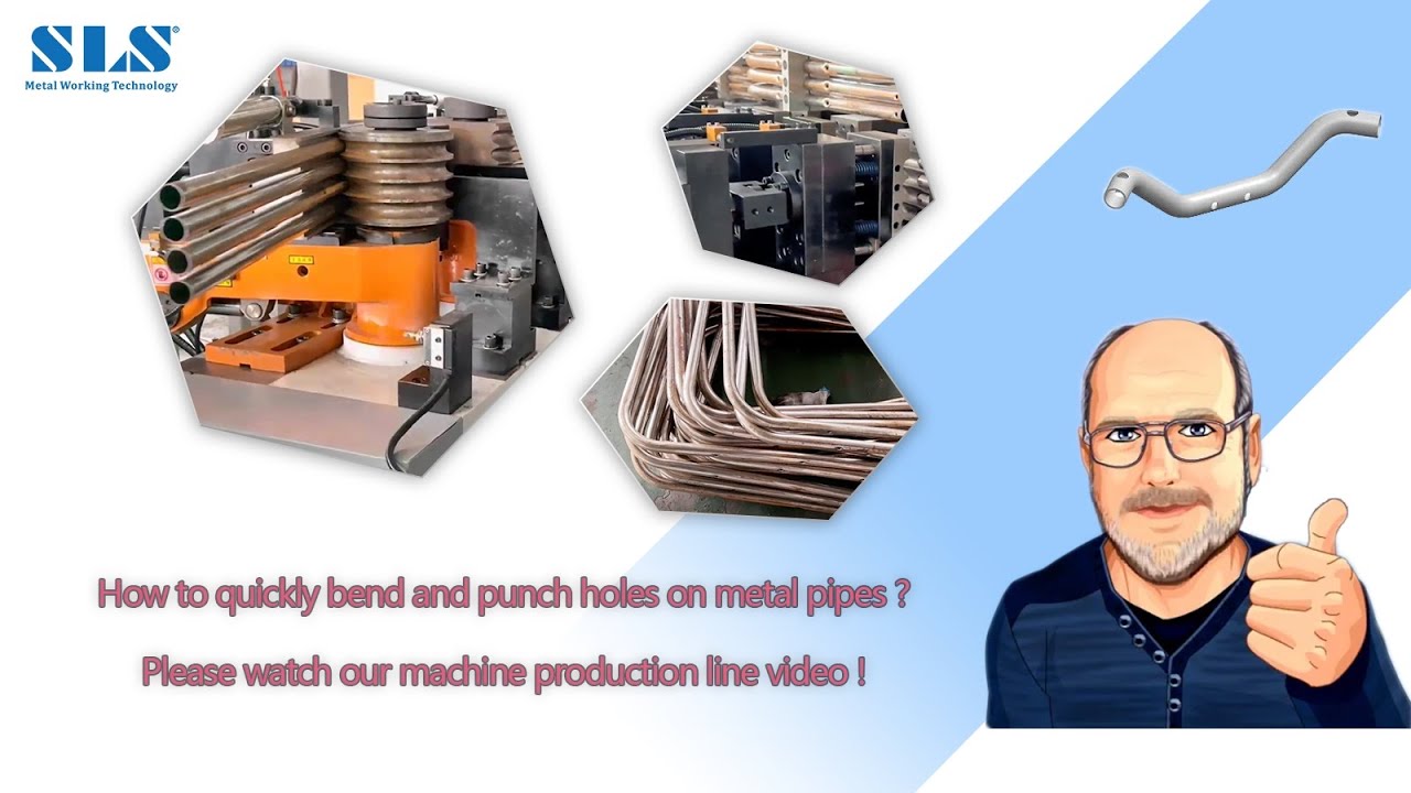 video shows how to quickly bending and punching holes on metal pipes ...